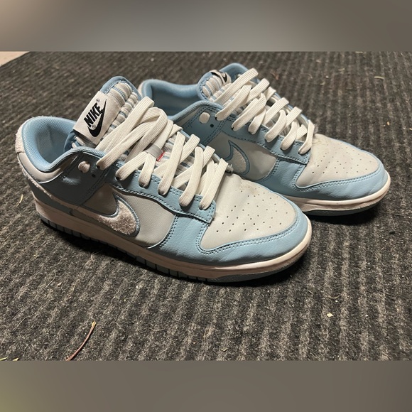 Nike | Shoes | Mens Blue And Gray Nike Dunks With Furry Logo | Poshmark